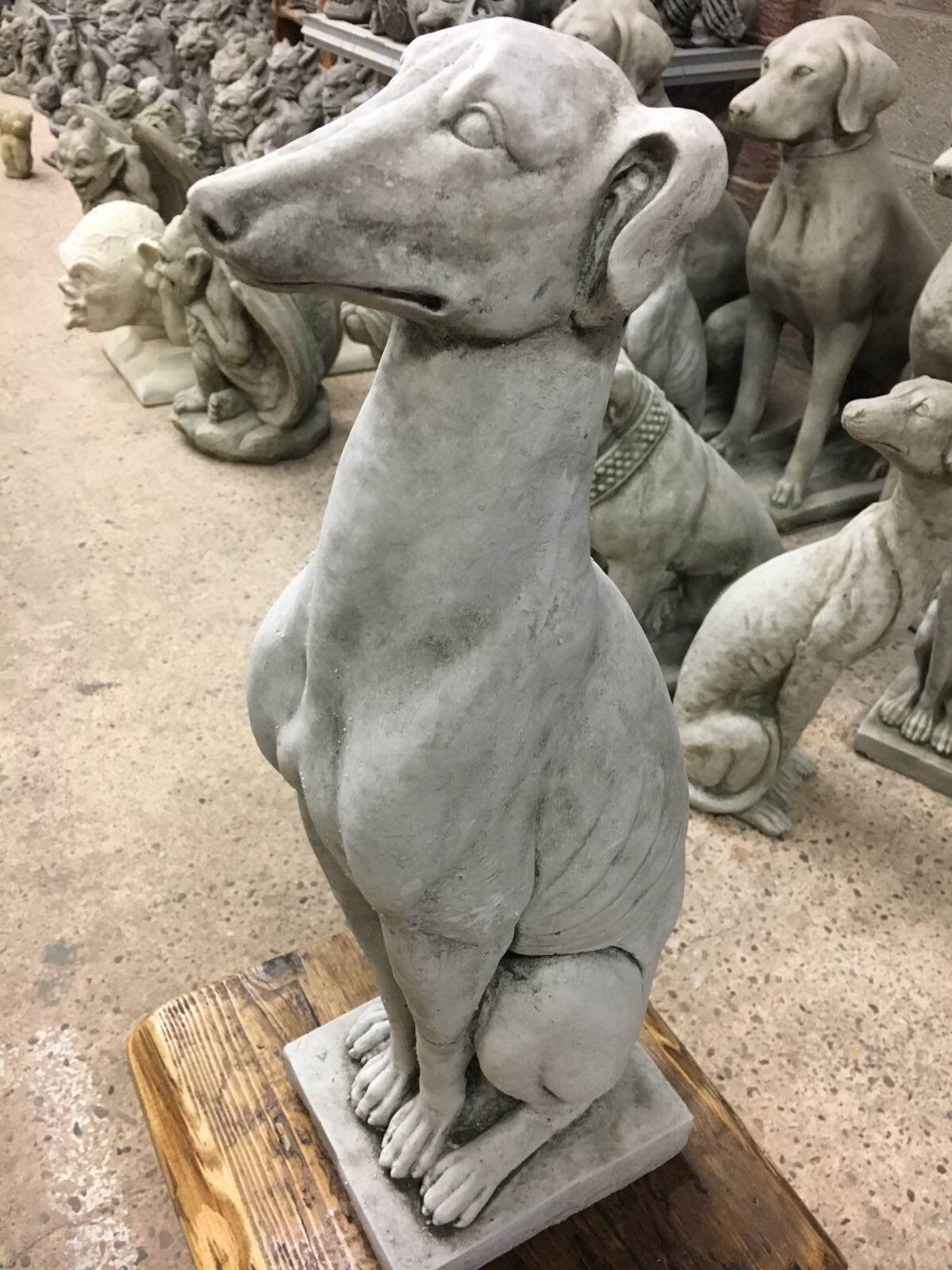 Stone Greyhounds Sculpture Outdoor Dog Figurine Pet Statue Animal ...