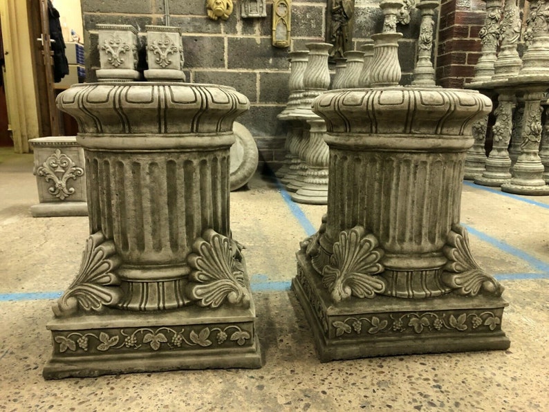 Two Classical Pedestals Concrete Statue Plinth Stone Roman Column Round ...