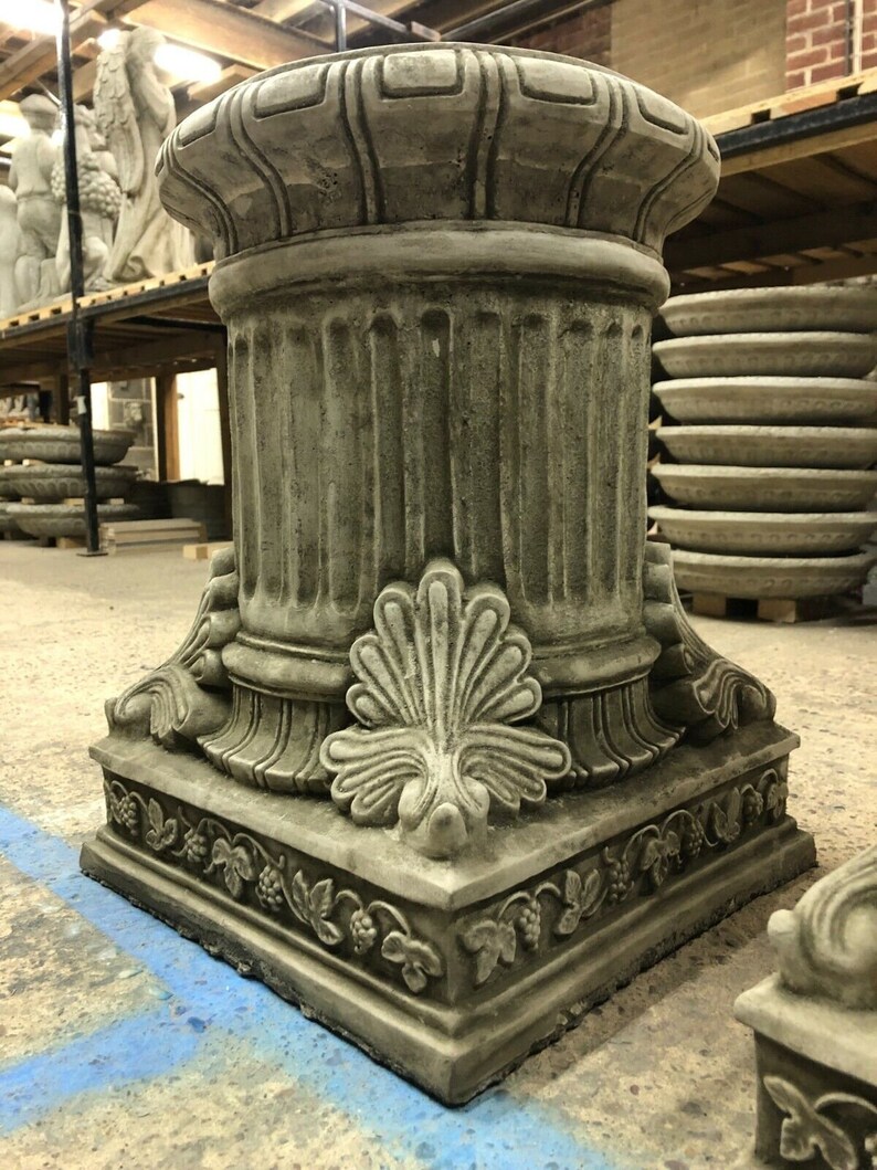 Two Classical Pedestals Concrete Statue Plinth Stone Roman Column Round ...