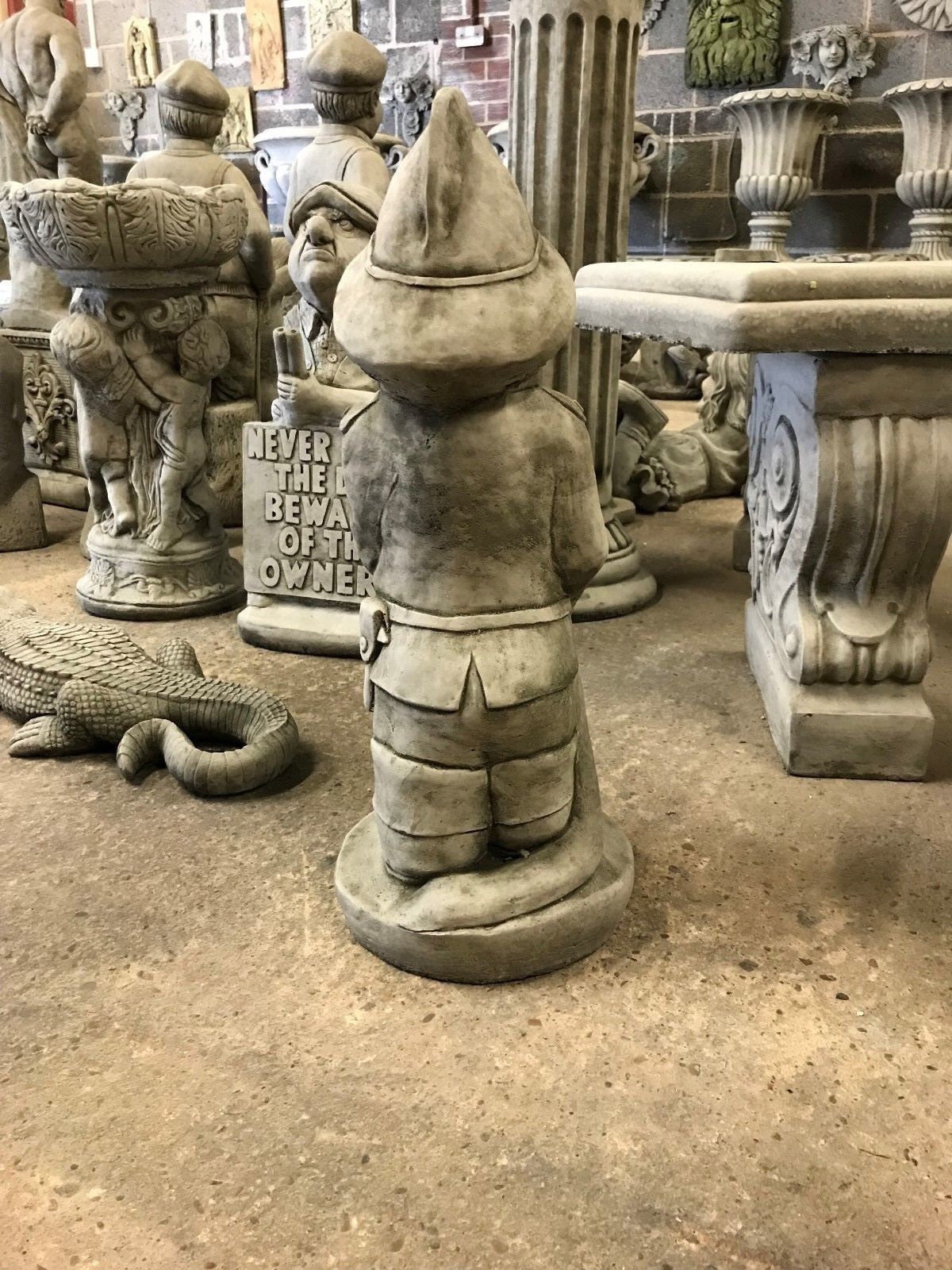 Concrete Fireman Statue Stone Firefighter Sculpture Cement Man Figurine ...