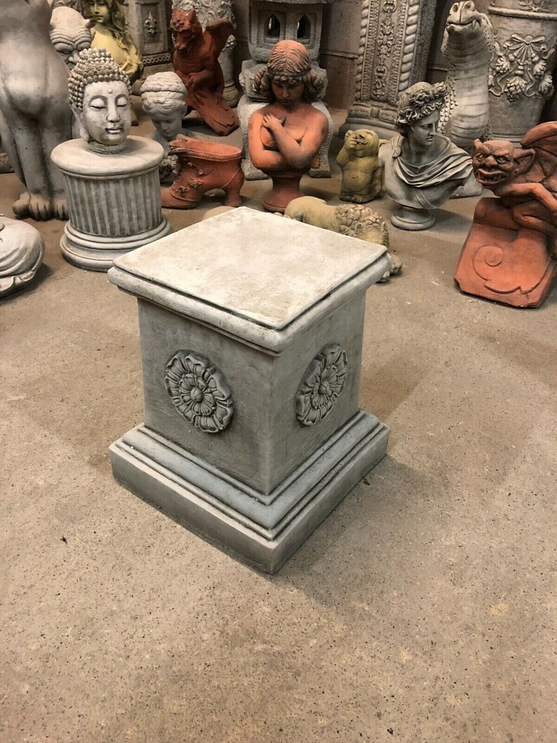 Yorkshire Rose Plinth Stone Flower Stand Concrete Square Pedestal ...