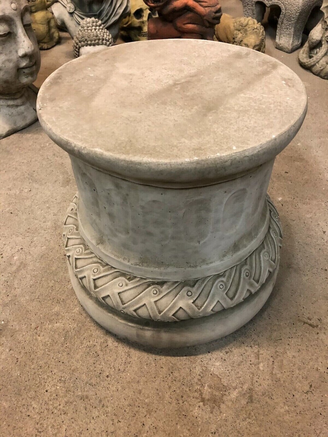 Stone Round Pedestal Home Statue Plinth Greek Column Sculpture Concrete ...