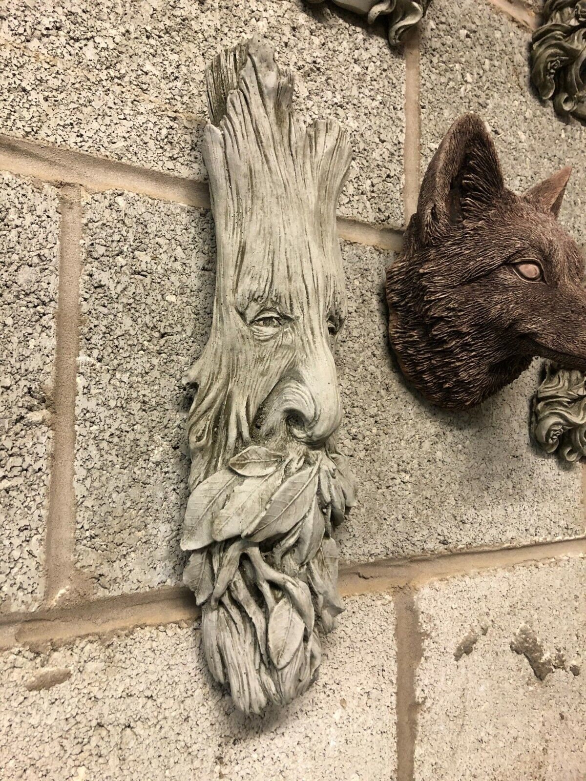 Fantasy Tree Face Sculpture Stone Fairy Wall Hanging Plaque Concrete ...