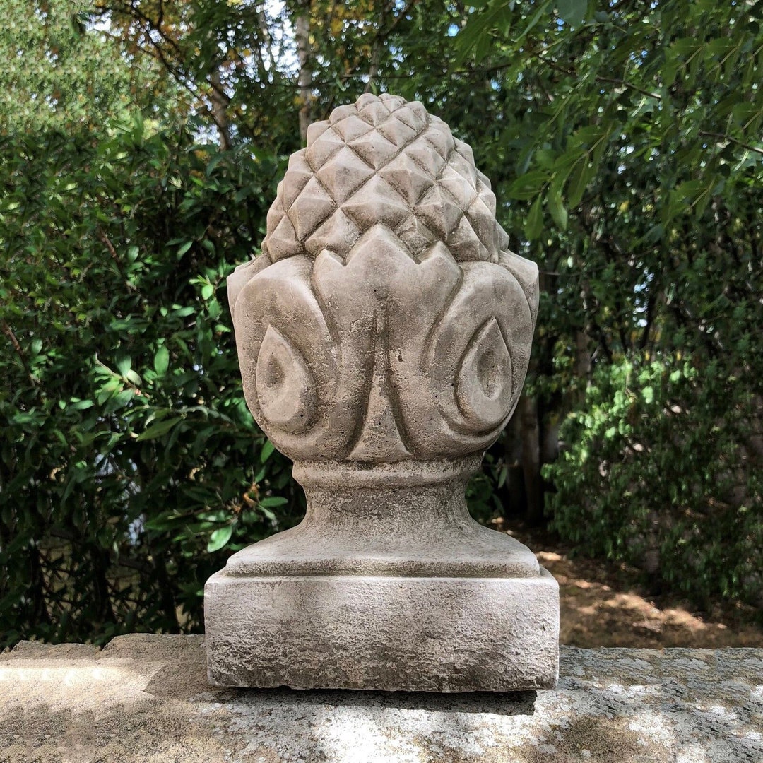 Stone Acorn Statue Concrete Pineapple Sculpture Front Door Decor Pine ...