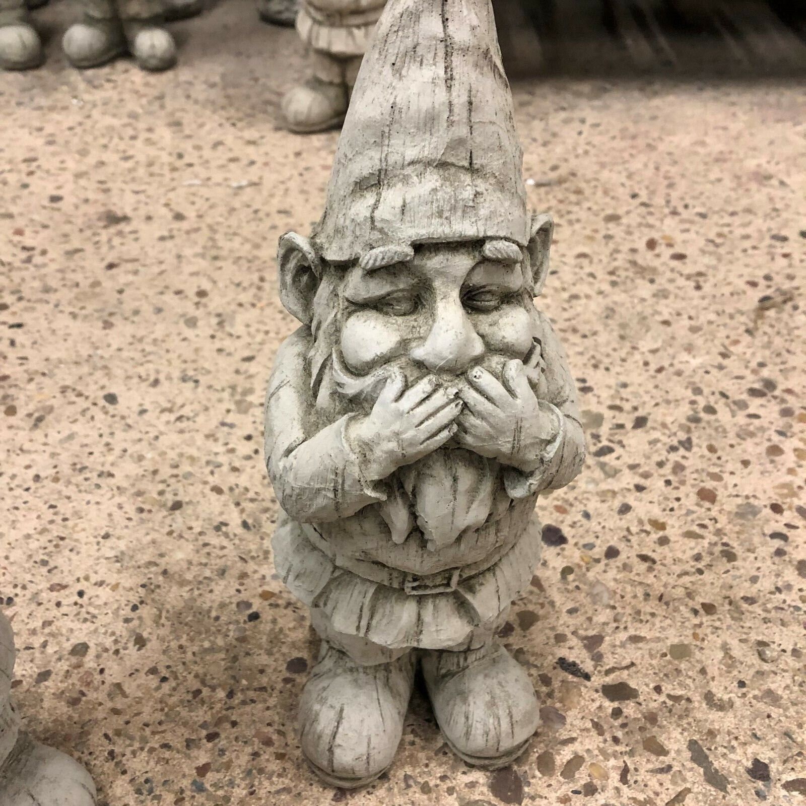 Three See Hear Speak Gnomes Sculpture Bearded Dwarf Statue Cement Elf ...