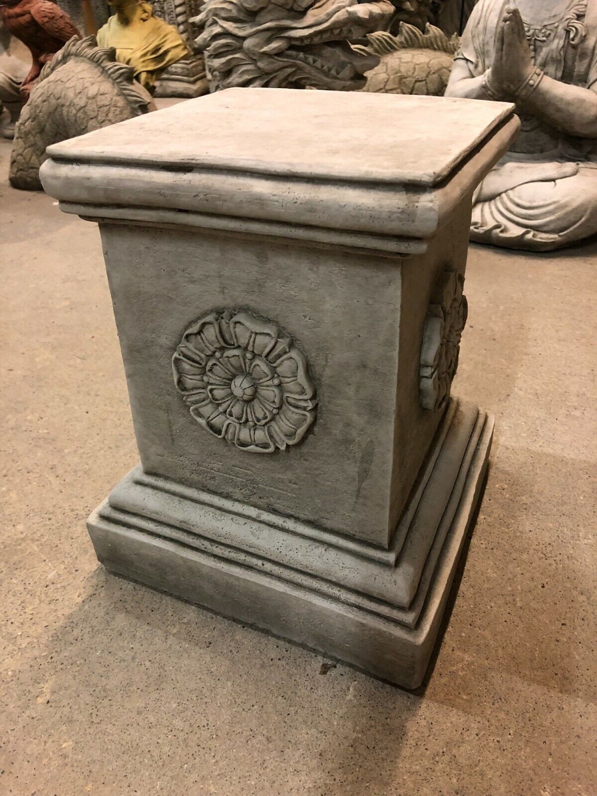 Yorkshire Rose Plinth Stone Flower Stand Concrete Square Pedestal ...