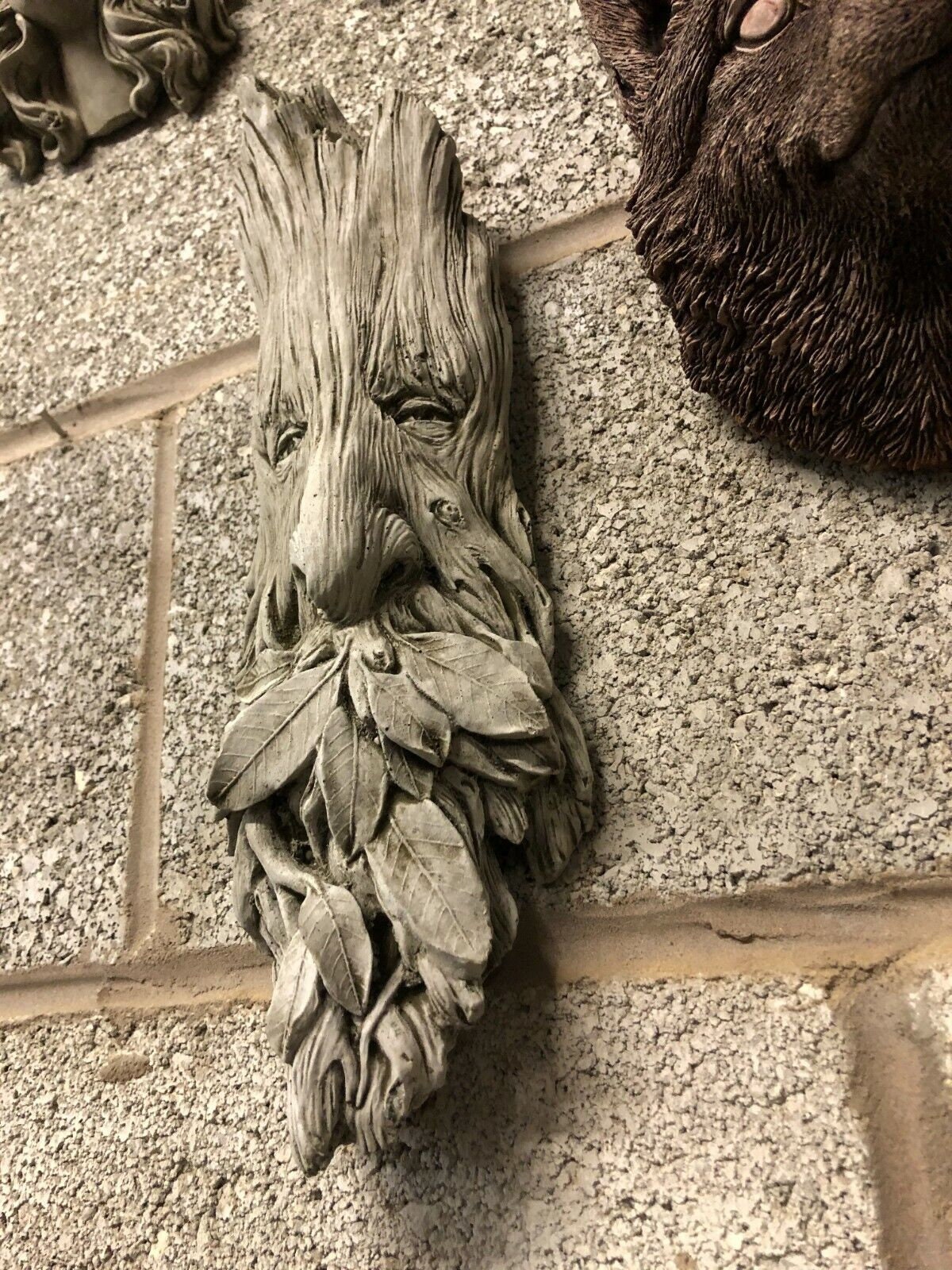 Fantasy Tree Face Sculpture Stone Fairy Wall Hanging Plaque Concrete ...
