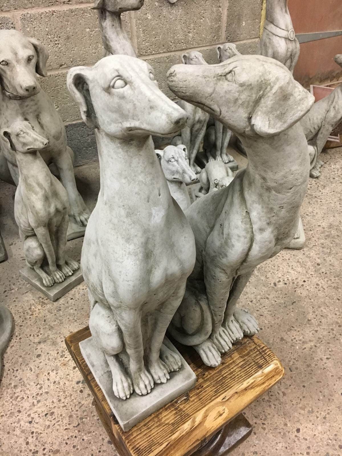 Stone Greyhounds Sculpture Outdoor Dog Figurine Pet Statue Animal ...