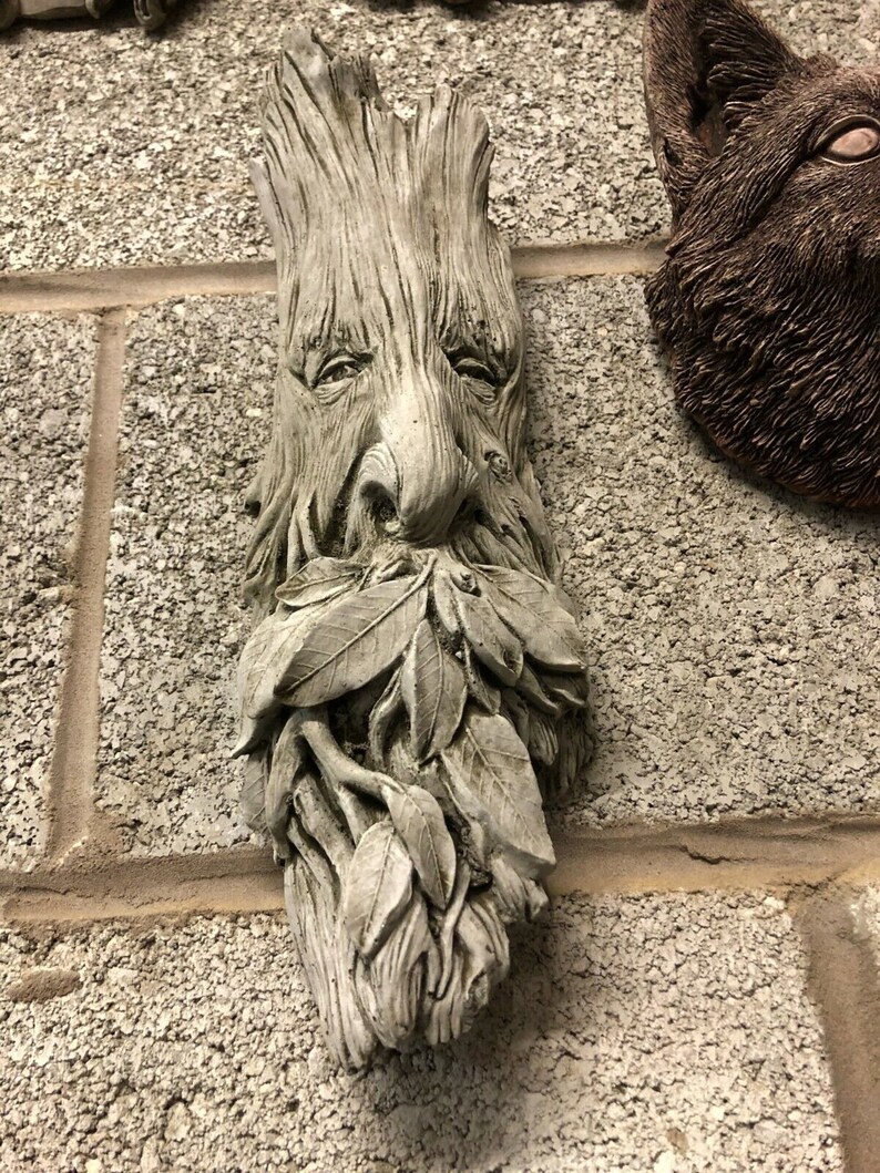 Fantasy Tree Face Sculpture Stone Fairy Wall Hanging Plaque Concrete ...