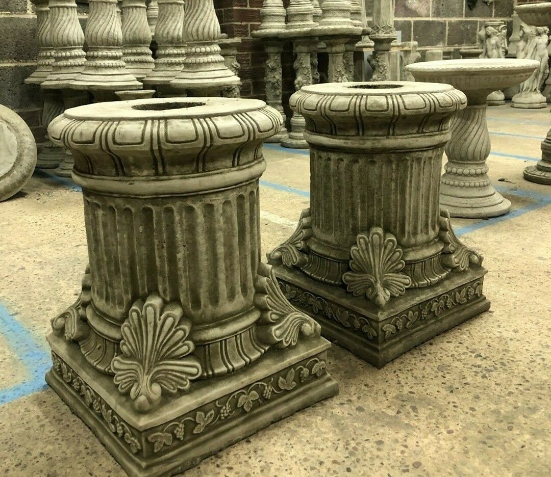 Two Classical Pedestals Concrete Statue Plinth Stone Roman Column Round ...