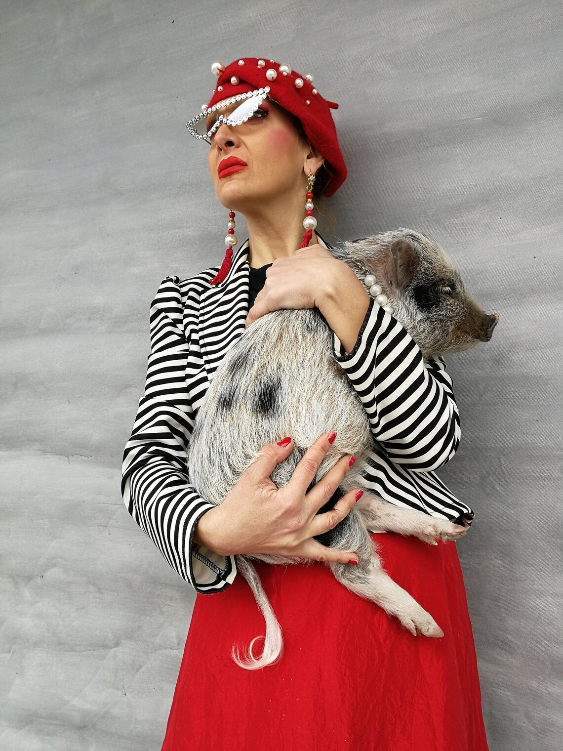 Red Bonnet Che Guevara Beret, Red Hat With Pearl Embroidered Headpiece ...