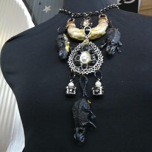 Macabre Jewelry Dark Necklace, Mouse Crystal Pendant, Gothic Punk Rock ...