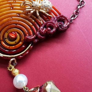 Spider Web, Art Deco Insect Jewelry Necklace, Art Nouveau Golden ...