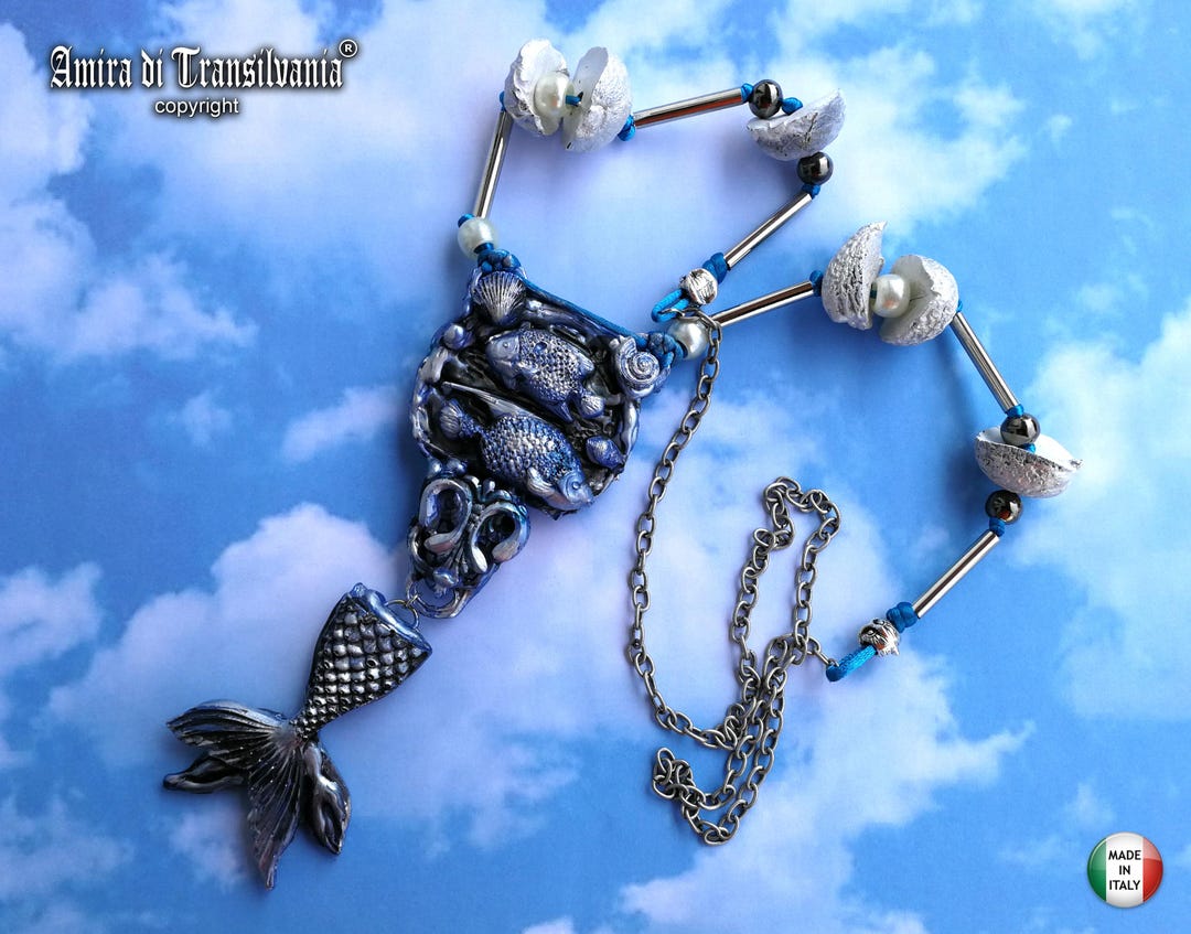 Siren Tail, Mermaid Necklace Jewelry, One Fish Two Fish Pendant Sea ...