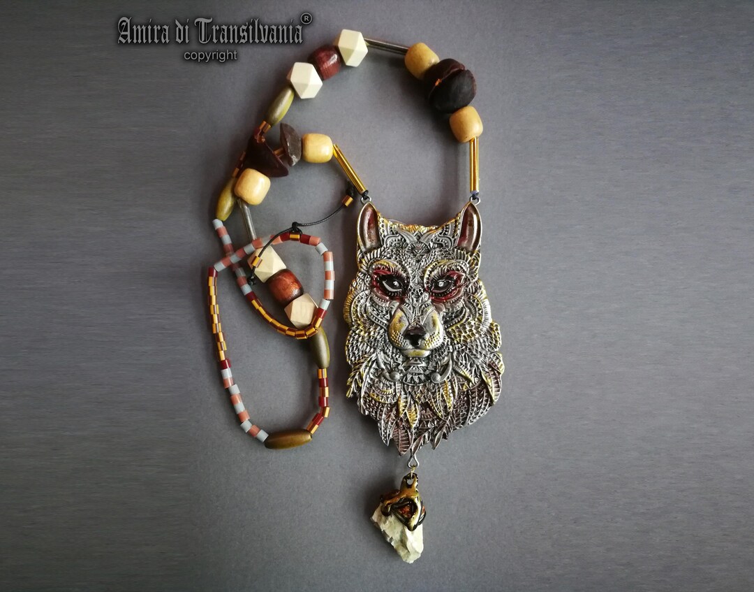Wolf Pendant Necklace, Viking Druid Silver Jewelry Necklet, Wicca Magic ...