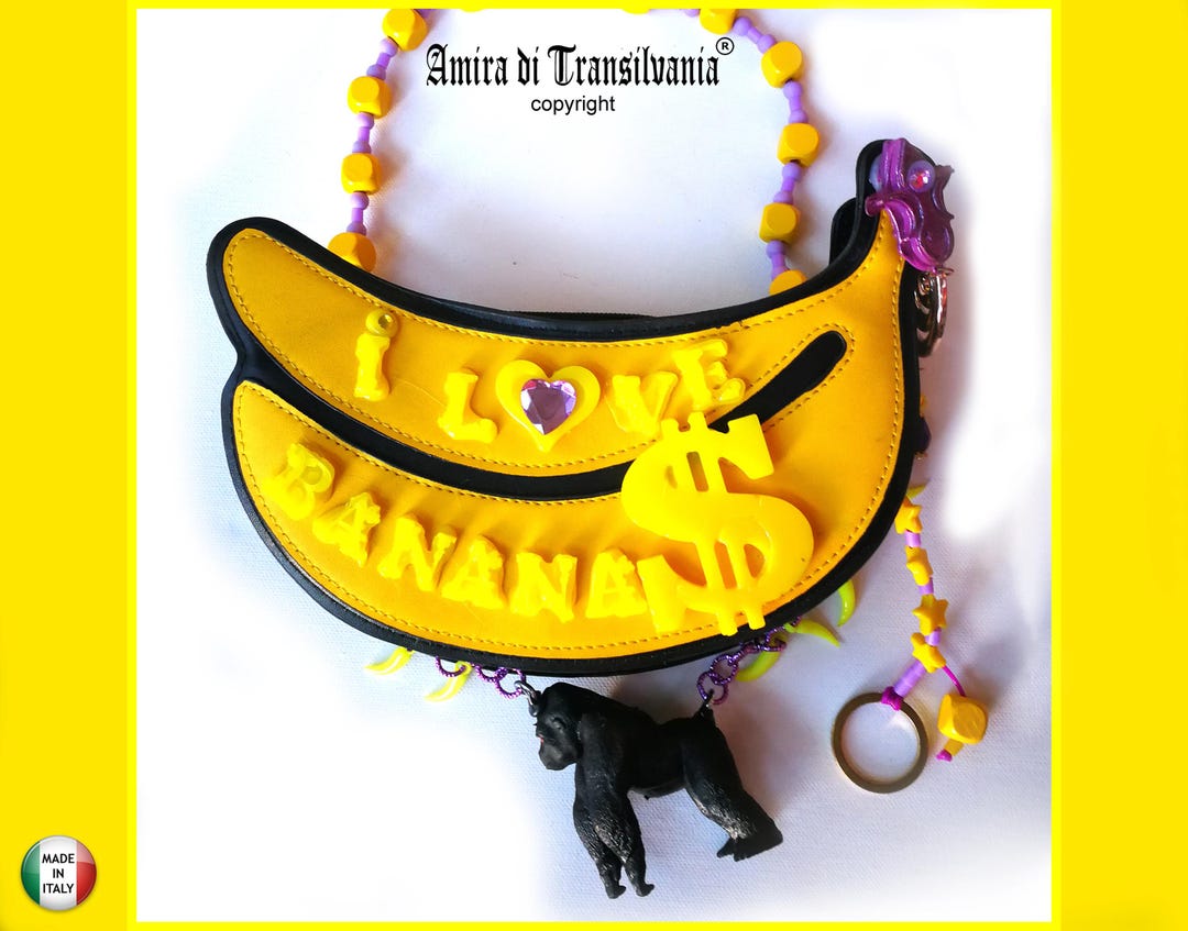 90s Hip Hop Fashion Midi Handle Bag, Designer Handbag Couture Banana ...