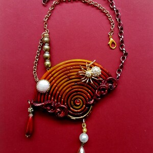 Spider Web, Art Deco Insect Jewelry Necklace, Art Nouveau Golden ...
