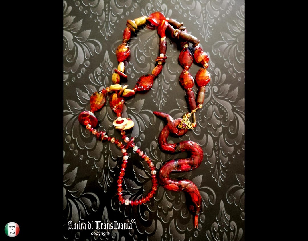 Snake Chain Necklace, Serpent Charm Pendant Tassel, Artistic Designs ...