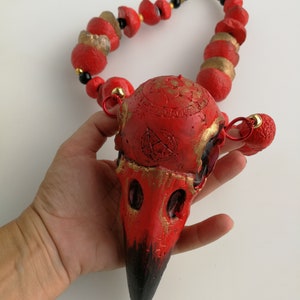 Crow Skull Raven Bird Skull, Gothic Good Luck Necklace, Evil Eye ...