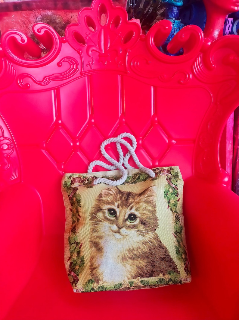 Embroidered Cat Tote Bag, Designer Shoulder Satchel, Maxi Handle ...