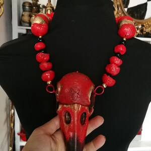 Crow Skull Raven Bird Skull, Gothic Good Luck Necklace, Evil Eye ...