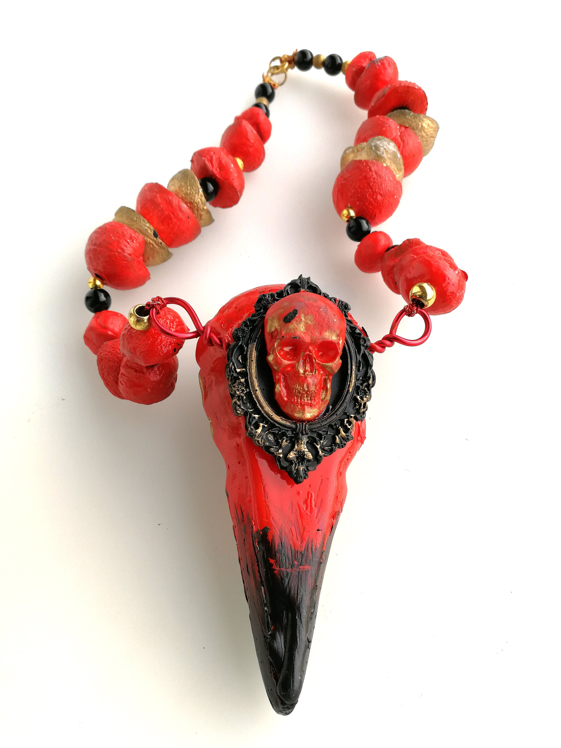 Crow Skull Raven Bird Skull, Gothic Good Luck Necklace, Evil Eye ...