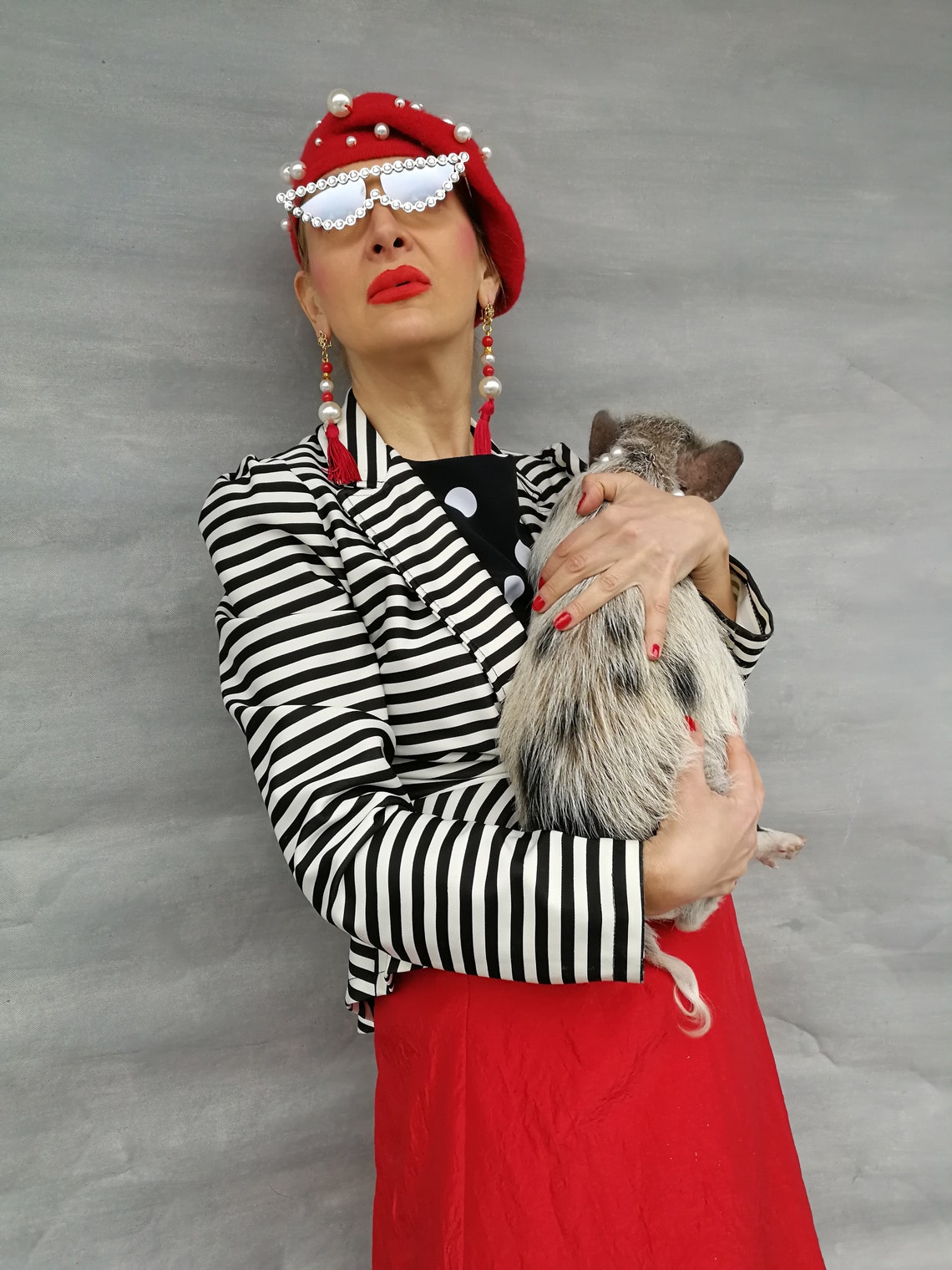 Red Bonnet Che Guevara Beret, Red Hat With Pearl Embroidered Headpiece ...