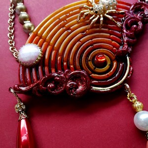 Spider Web, Art Deco Insect Jewelry Necklace, Art Nouveau Golden ...