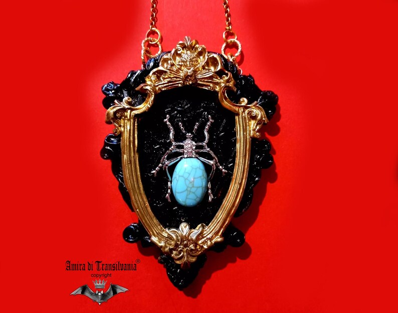 Spider Web, Art Deco Insect Jewelry Necklace, Art Nouveau Golden Frame ...