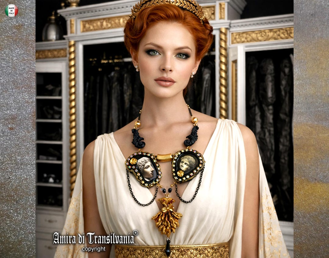 Greek Statue, Baroque Sicilian Massive Necklace, Rococo Pendant ...