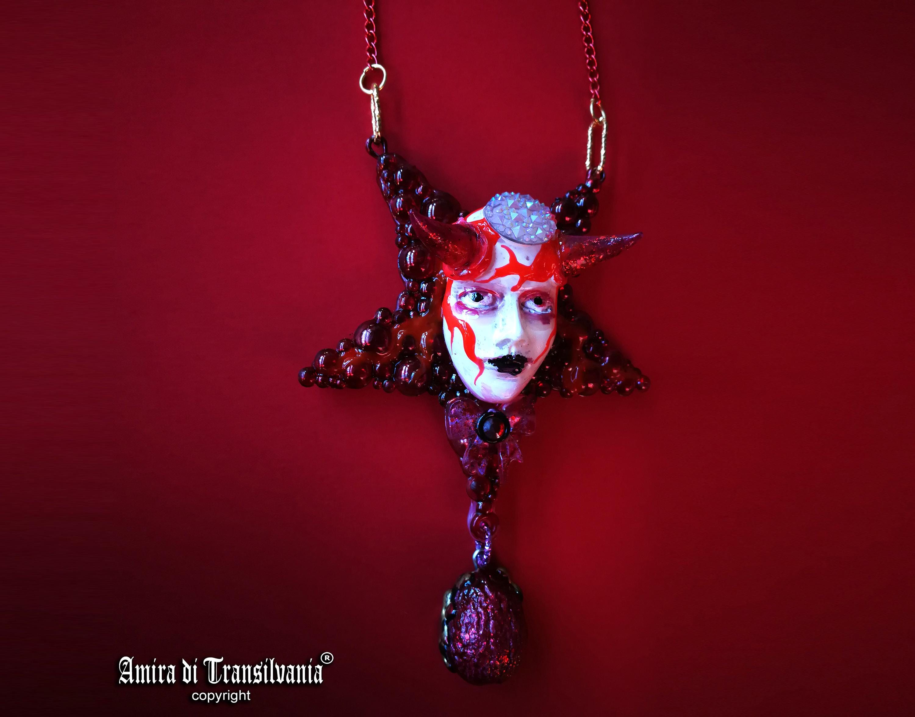 Lucifer Pendant Baphomet Horned God, Inverted Pentagram Star, Doll Head ...