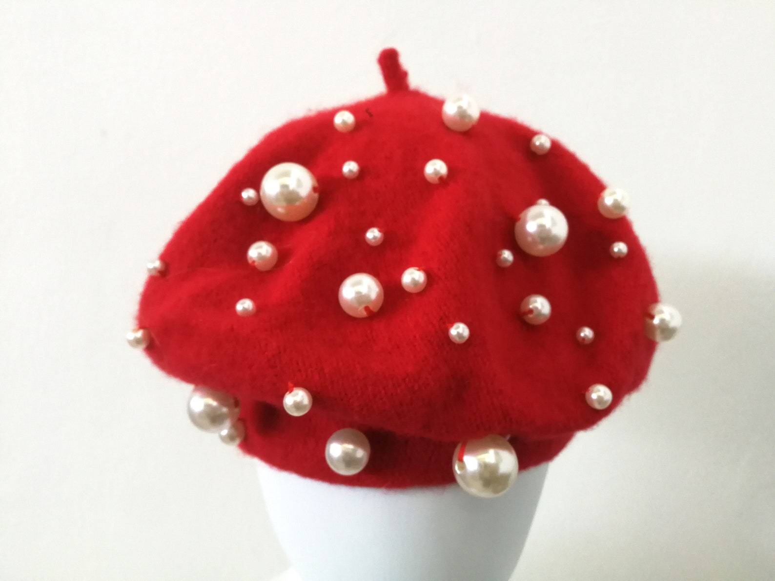 Red Bonnet Che Guevara Beret, Red Hat With Pearl Embroidered Headpiece ...