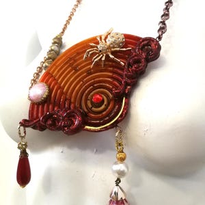 Spider Web, Art Deco Insect Jewelry Necklace, Art Nouveau Golden ...
