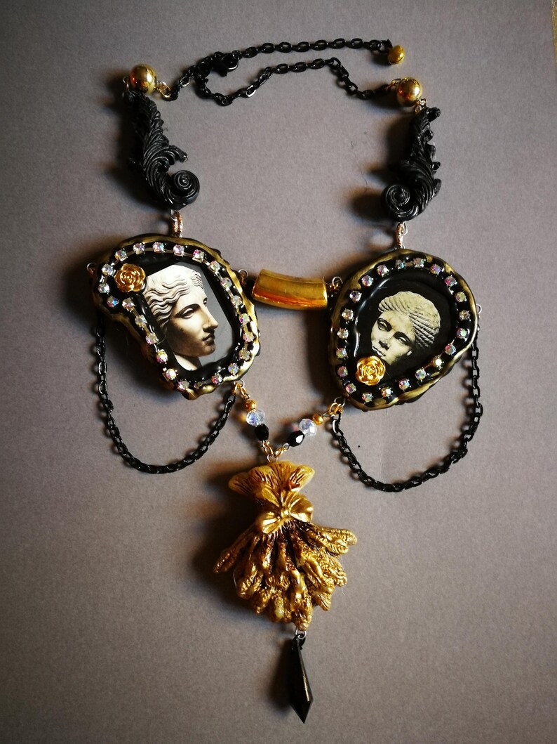 Greek Statue, Baroque Sicilian Massive Necklace, Rococo Pendant ...