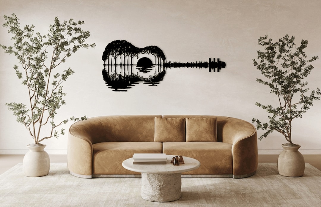 Guitar Tree Sunset Laser Cut Dxf Svg Glowforge Files Wall Art Sticker ...