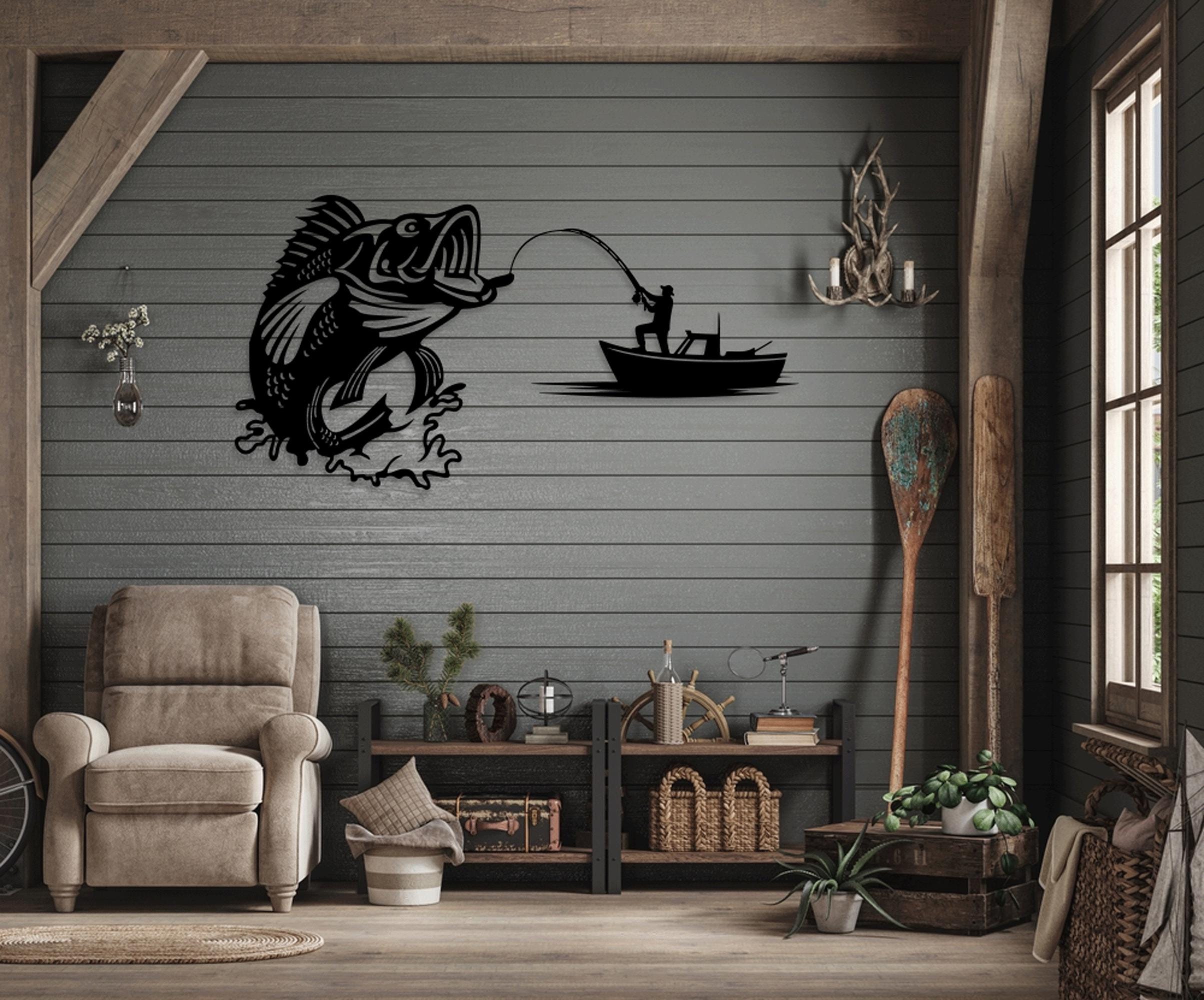 Fisherman Fish Laser Cut Dxf Svg Glowforge Files Wall Art Sticker Vinly ...