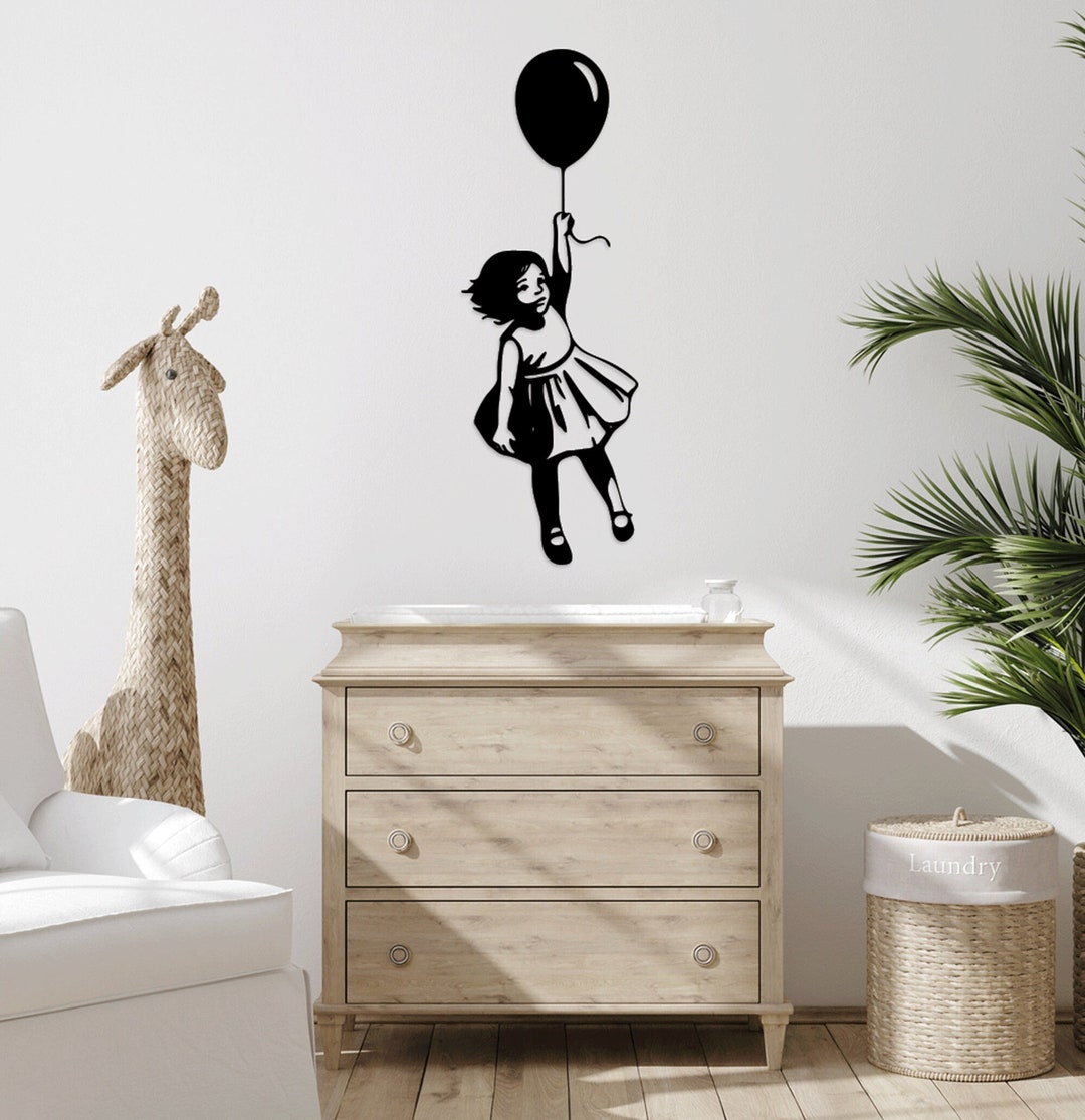 Balloon Girl Child Laser Cut Dxf Svg Glowforge Files Wall Art Sticker ...