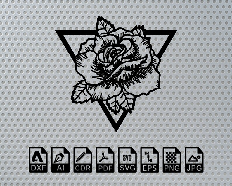 Rose Flower Laser Cut Dxf Svg Glowforge Files Wall Art Sticker Decal ...