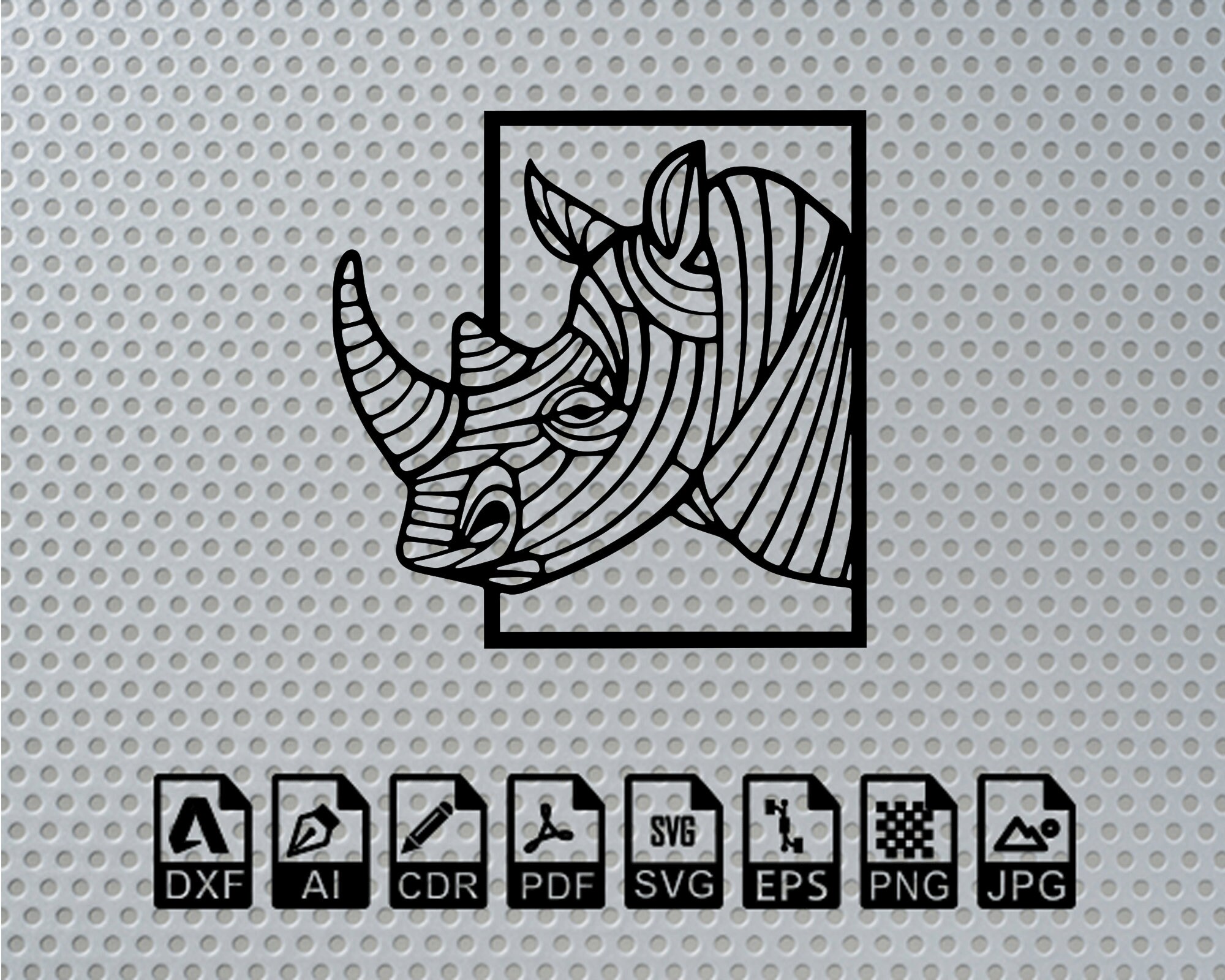 Rhino Laser Cut Dxf Svg Glowforge Files Wall Art Sticker Vinly Decal ...