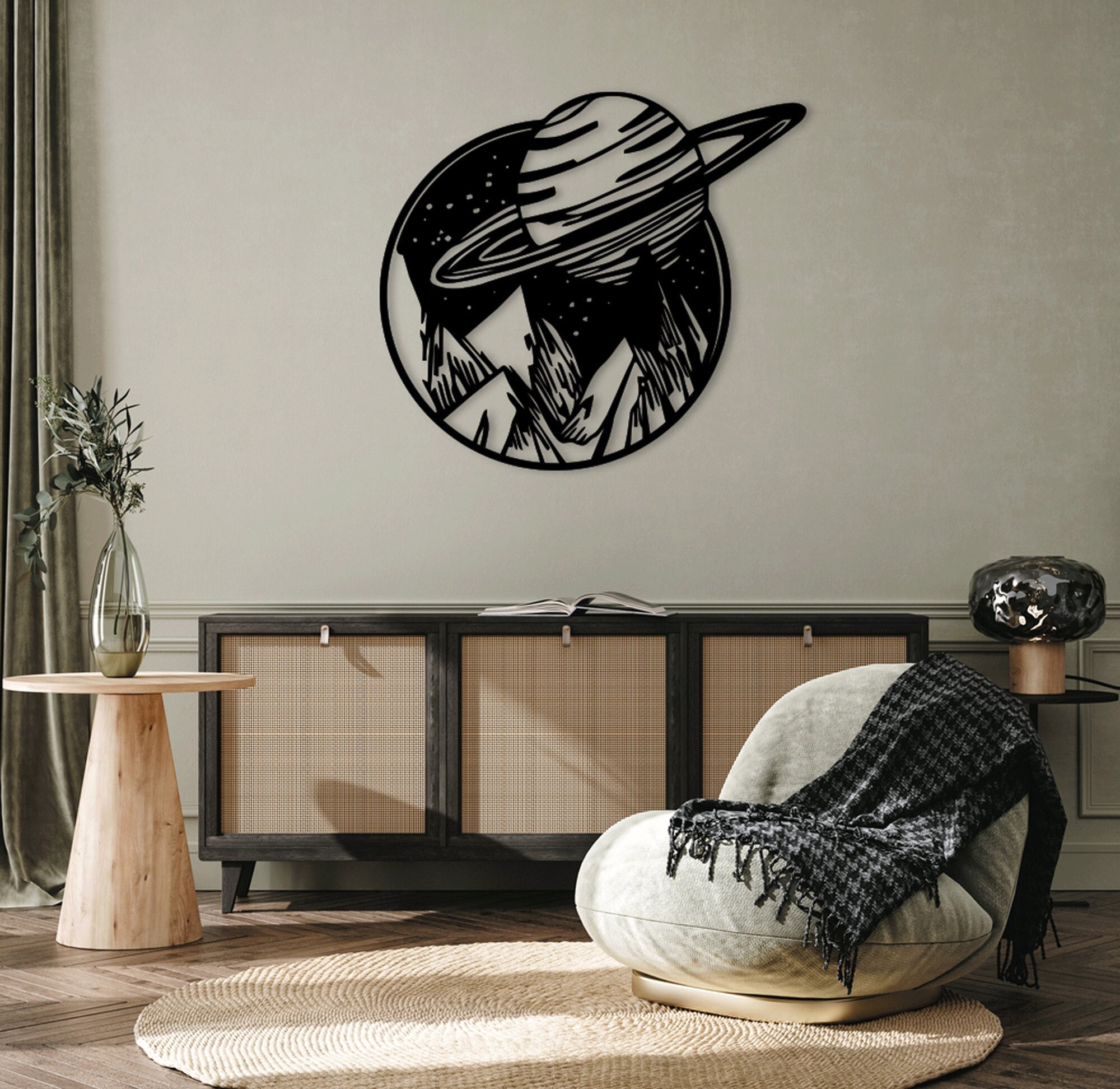 Saturn Mountain Laser Cut Dxf Svg Glowforge Files Wall Art Sticker ...