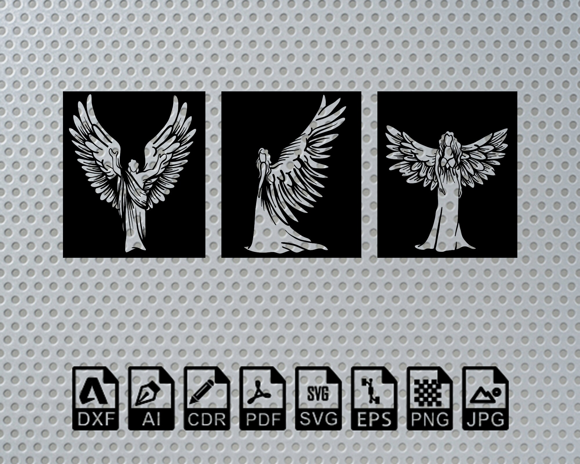 Angel Wing Laser Cut Dxf Svg Glowforge Files Wall Art Sticker Vinly ...