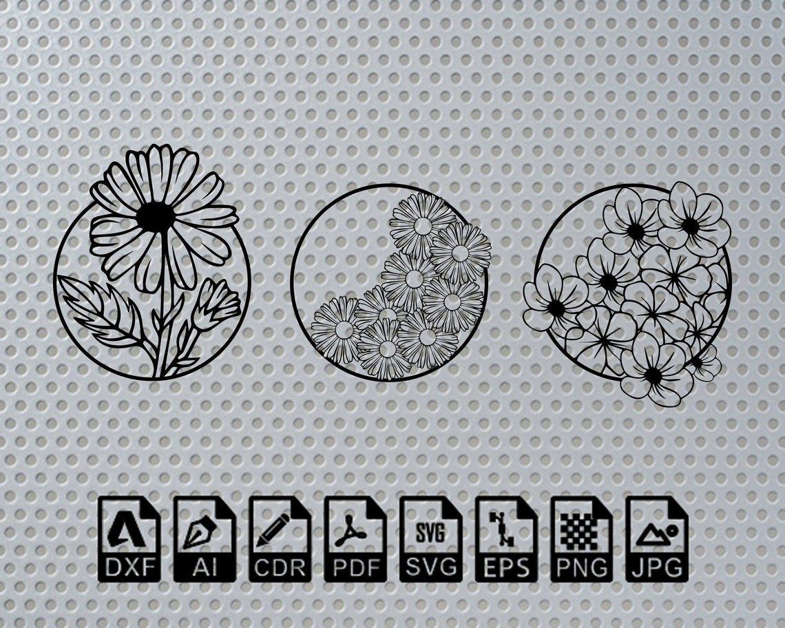 Daisy Flower Laser Cut Dxf Svg Glowforge Files Wall Art Sticker Vinly ...