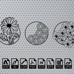 Daisy Flower Laser Cut Dxf Svg Glowforge Files Wall Art Sticker Vinly ...