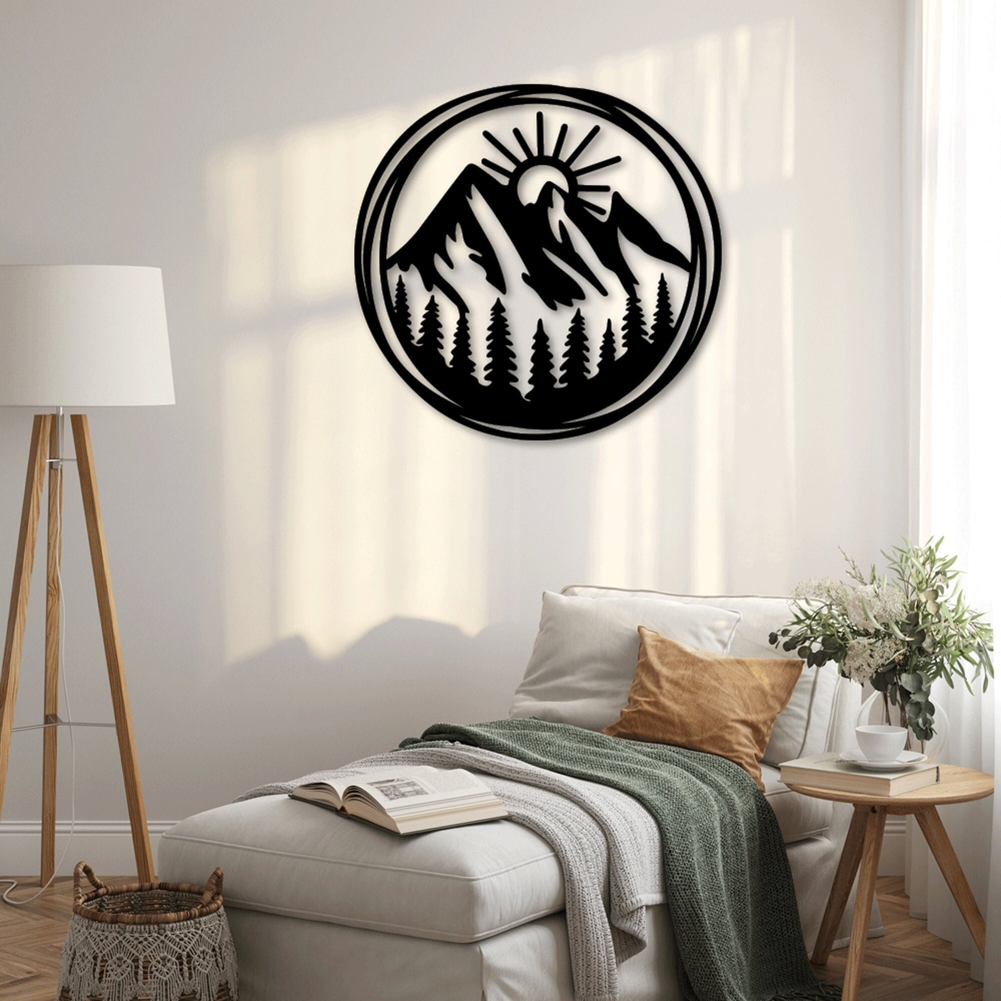 Sunrise Mountain Tree Laser Cut Dxf Svg Glowforge Files Wall Sticker ...