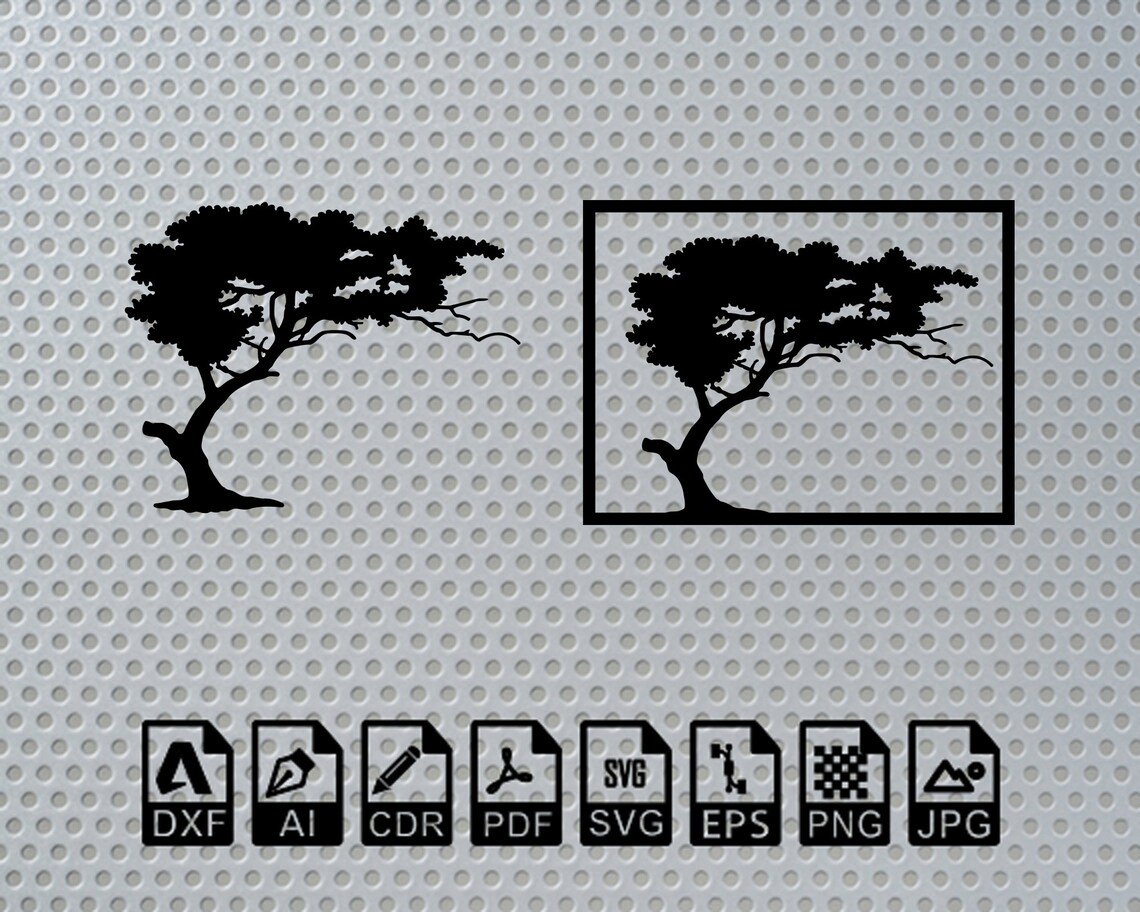 Windswept Pine Tree Laser Cut Dxf Svg Glowforge Files Wall Sticker ...