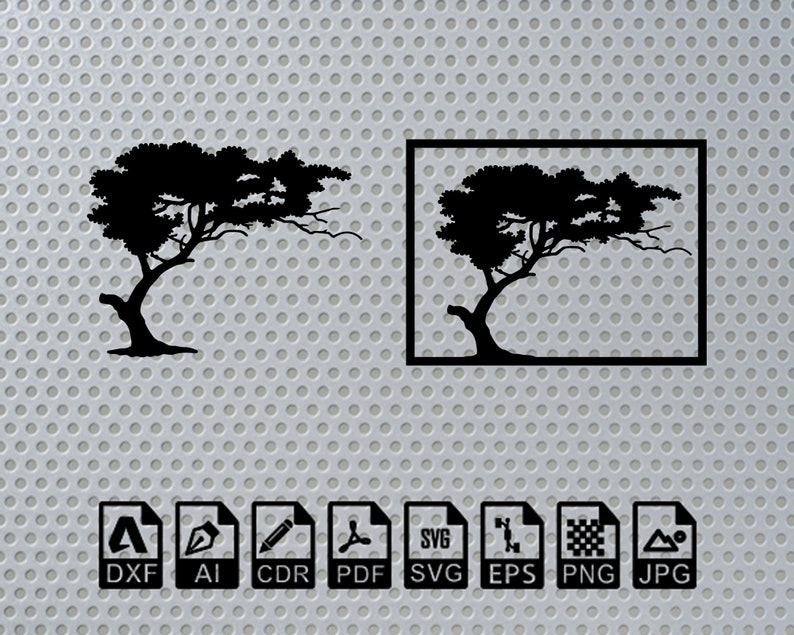 Windswept Pine Tree Laser Cut Dxf Svg Glowforge Files Wall Sticker ...
