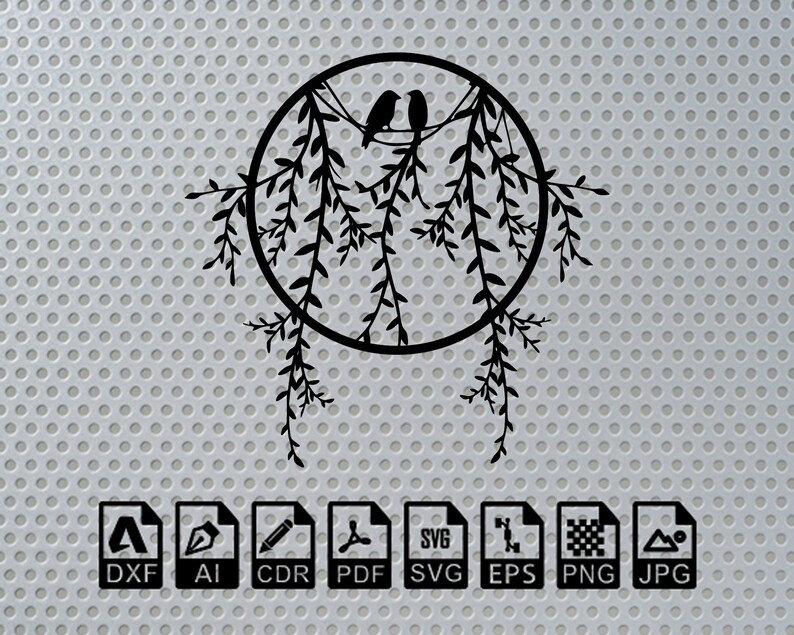 Tree Branch Bird Ivy Laser Cut Dxf Svg Glowforge Files Wall Art Sticker ...