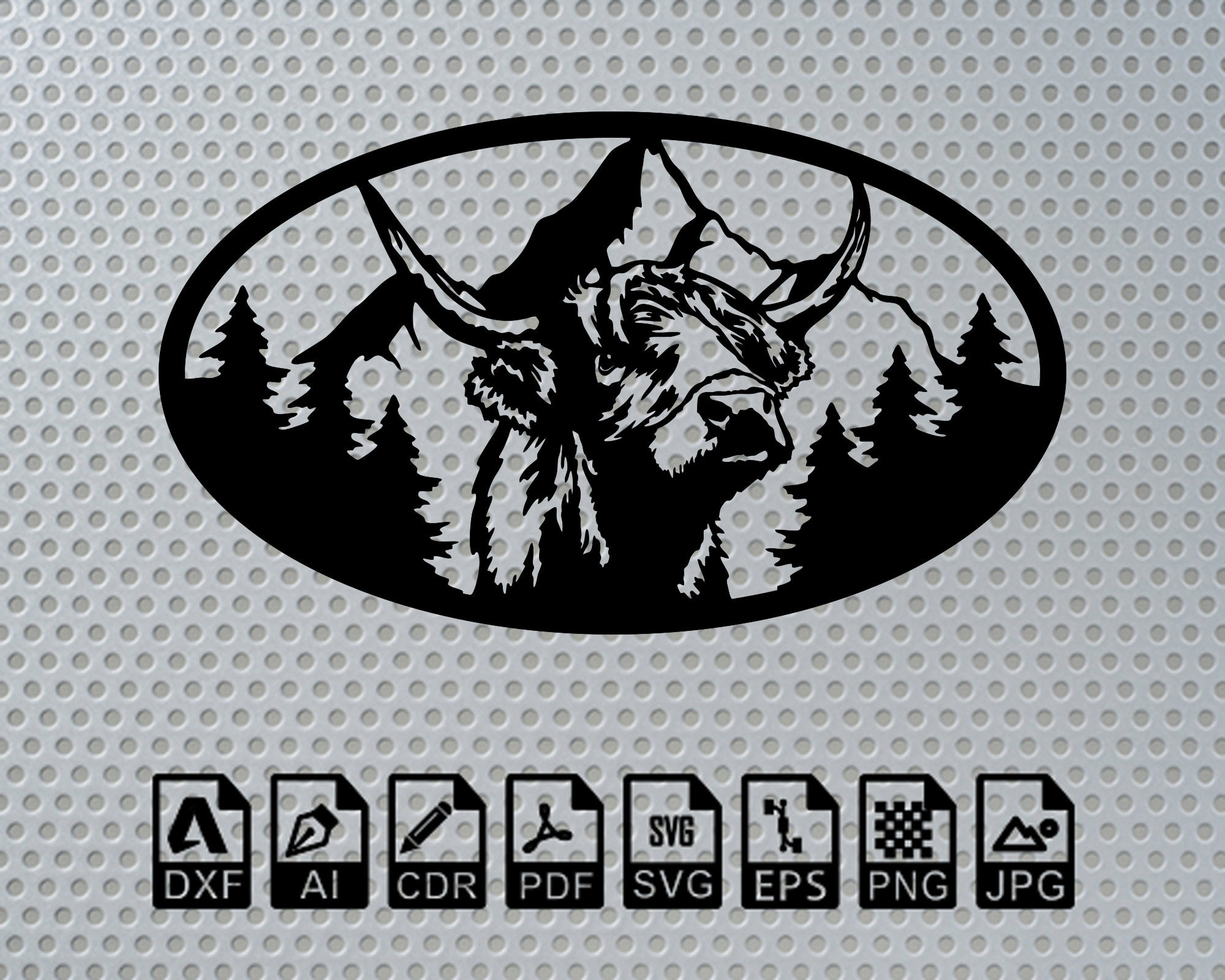 Buffalo Mountain Laser Cut Dxf Svg Glowforge Files Wall Art Sticker ...