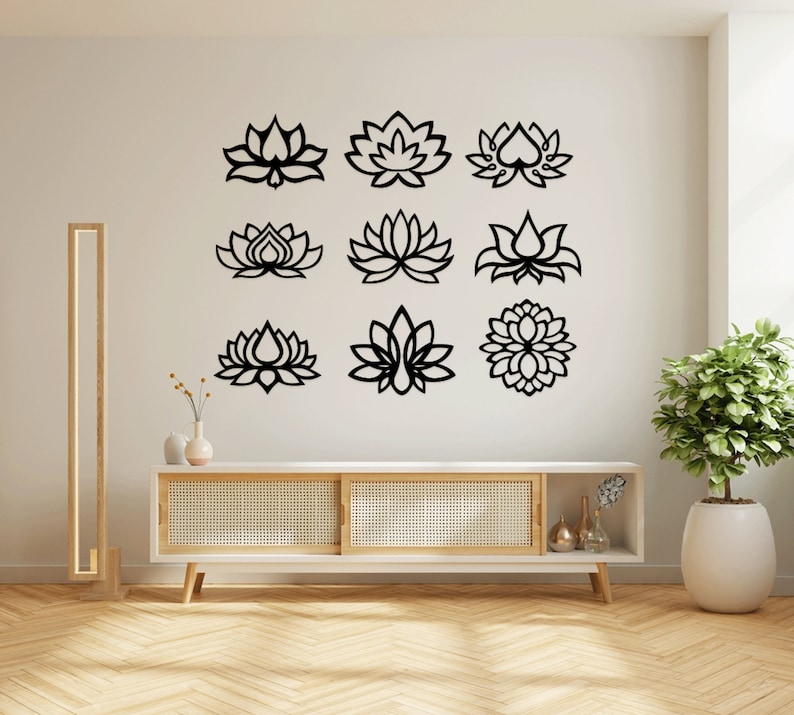 Lotus Flower Laser Cut Dxf Svg Glowforge Files Wall Art Sticker Vinly ...