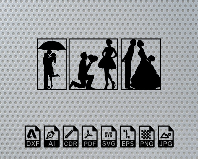 Married Love Couple Laser Cut Dxf Svg Glowforge Files Wall Art Sticker ...